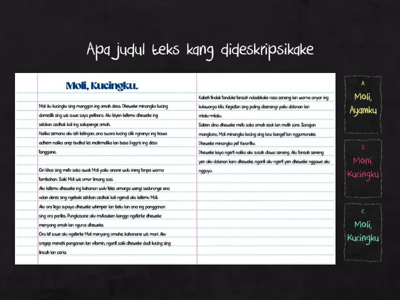 Teks Deskripsi - Basa Jawa - Quiz