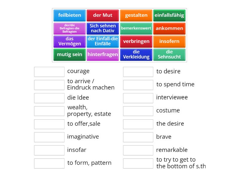Wortschatz - Match up