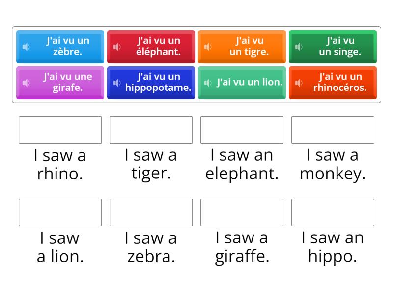 Les animaux sauvages - Wild animals - Match up