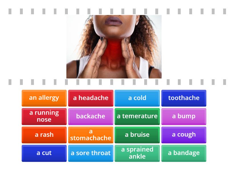 Health problems vocabulary test - Find the match