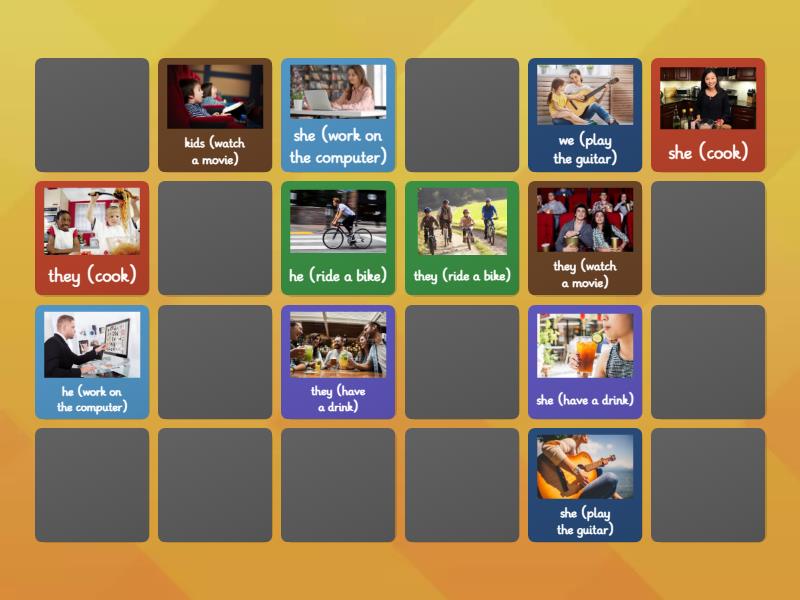 Present continuous - Matching pairs