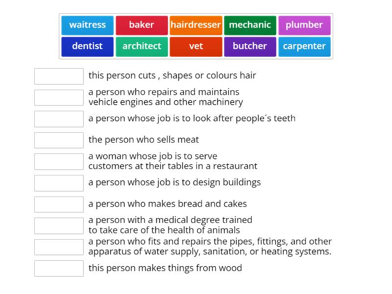 Unit 5 Jobs 18 ( cuarto de primaria ) - Une las parejas