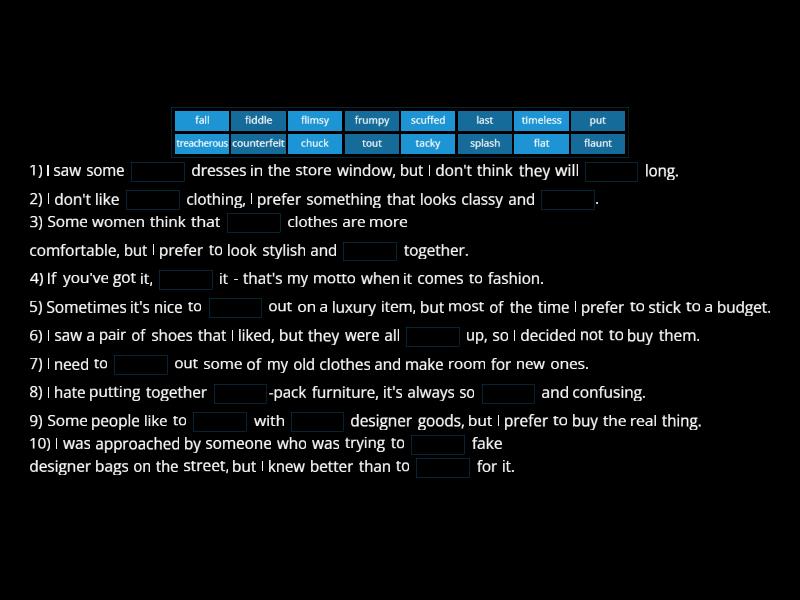 Shopping/Consumerism - Complete the sentence