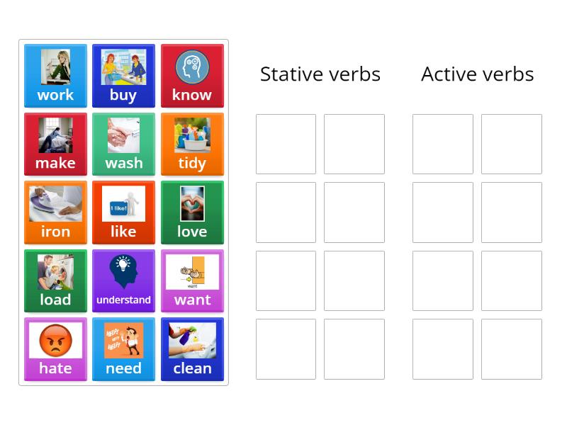 Go getter 3. Unit 1. Active - stative verbs Sort - Group sort