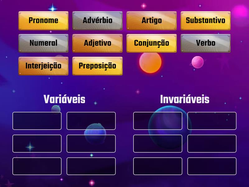 Classe de Palavras Variáveis e Invariáveis. - Group sort