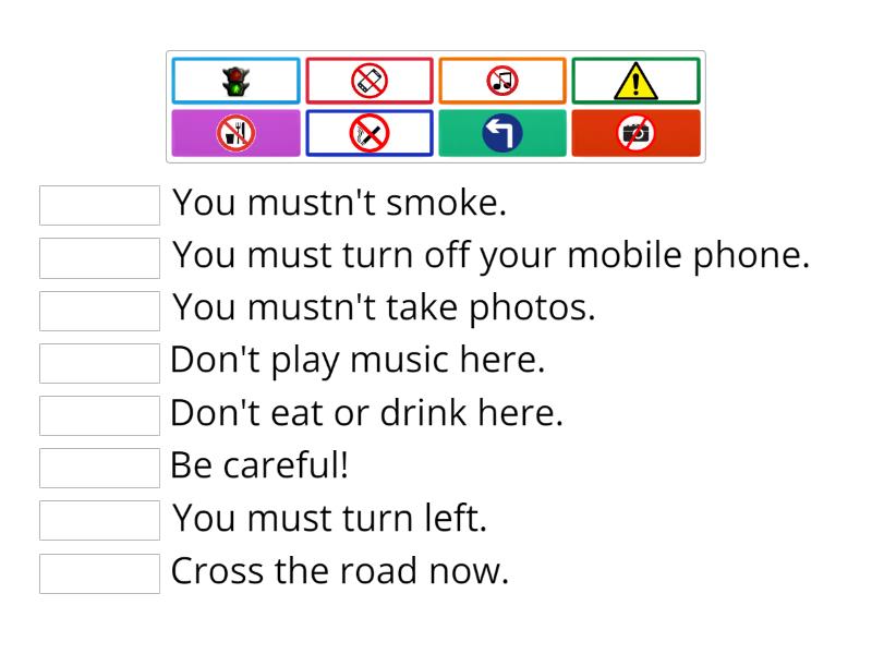 2. More warning signs (Must, mustn't and imperatives) - Match up