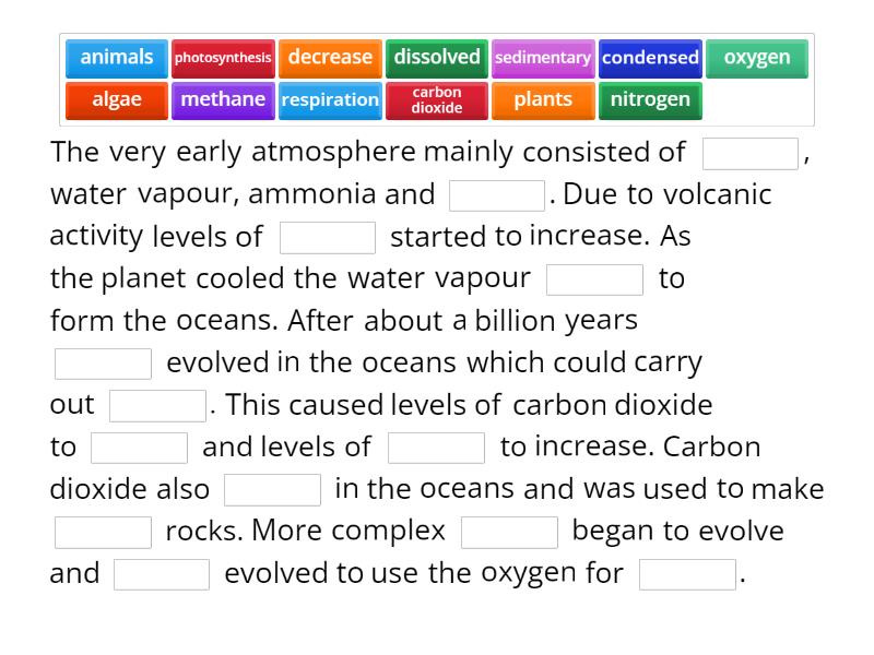 AW Yr 11 Evolution of the Atmosphere - Complete the sentence