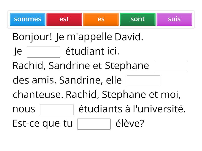 Le verbe ETRE - Complete the sentence