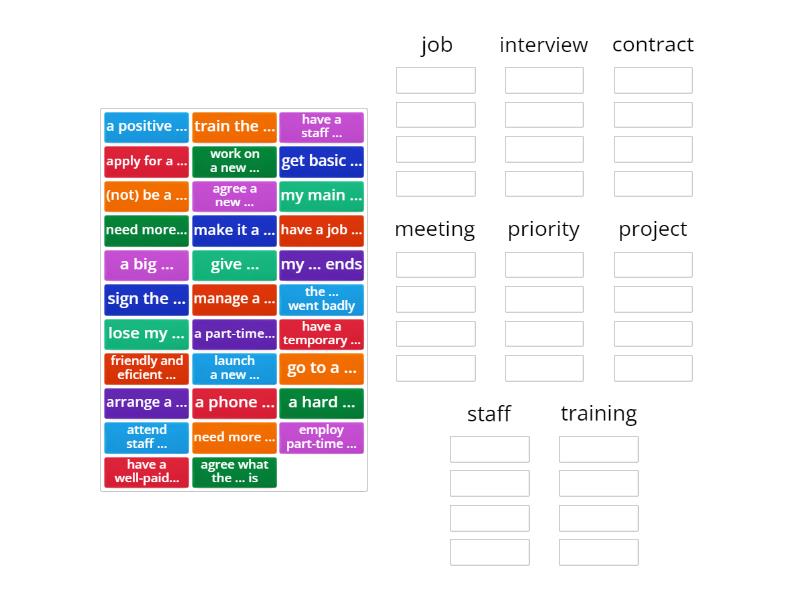 Collocations Job - Group sort