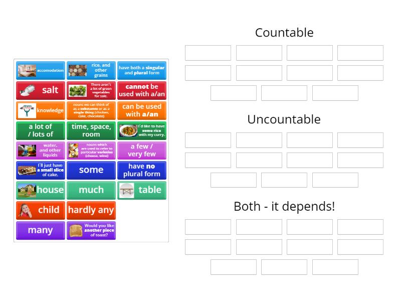 FCE Unit 5 Countable vs. Uncountable - Group sort