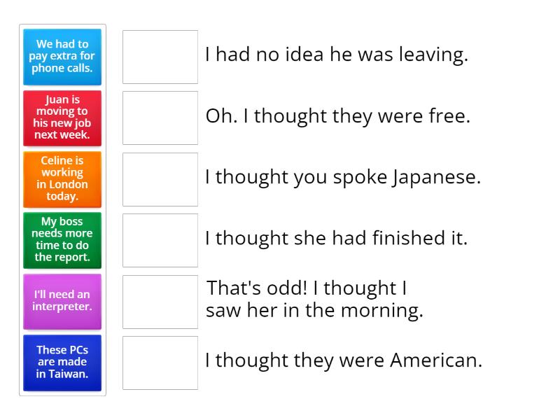 Reported Speech - Match up