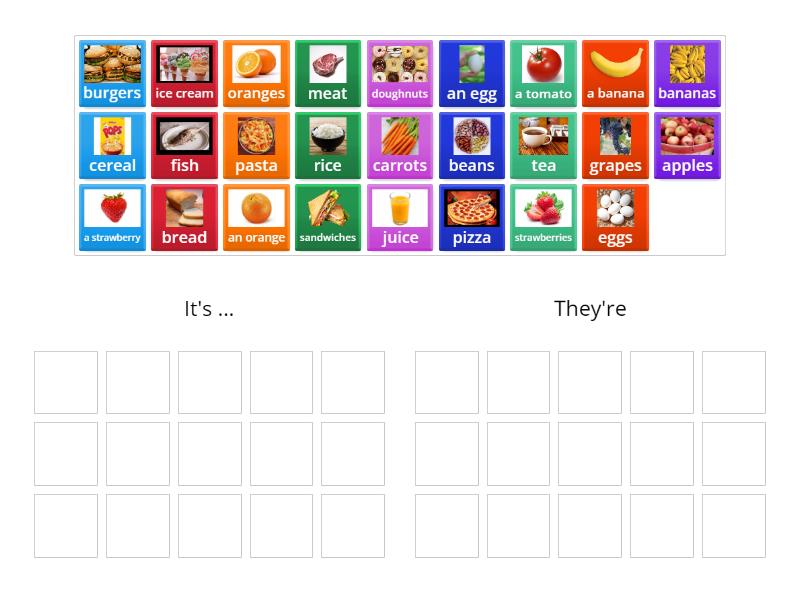 Food. Smart junior 2. Unit 7 - Group sort