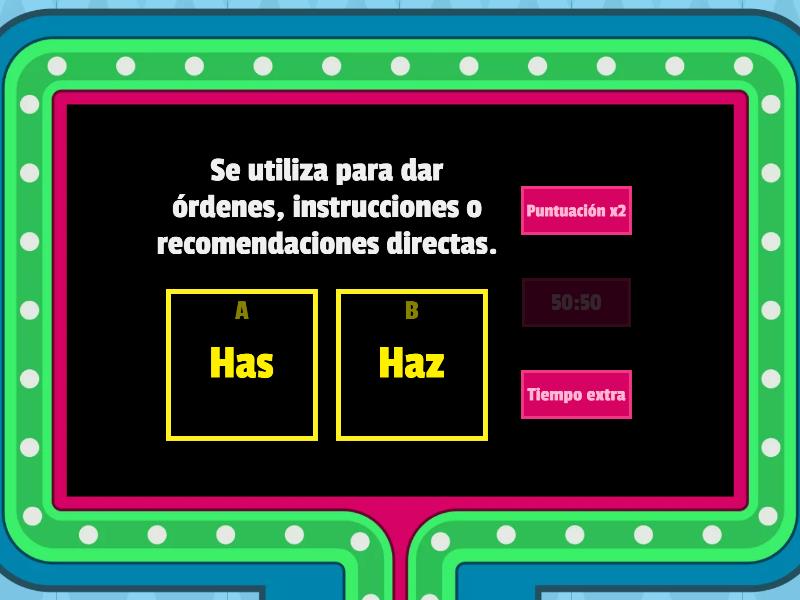 Actividad sobre Has y Haz (Taller) - Gameshow quiz