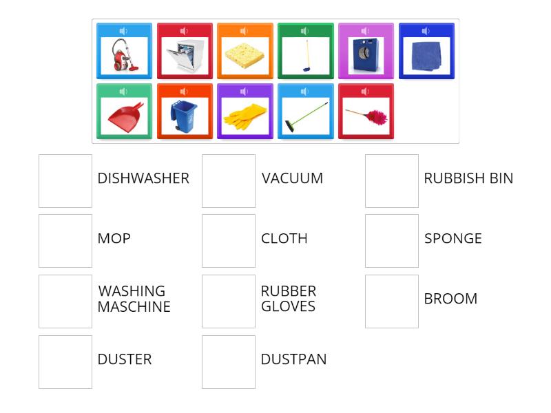 CLEANING TOOLS AND EQUIPMENT - Match up