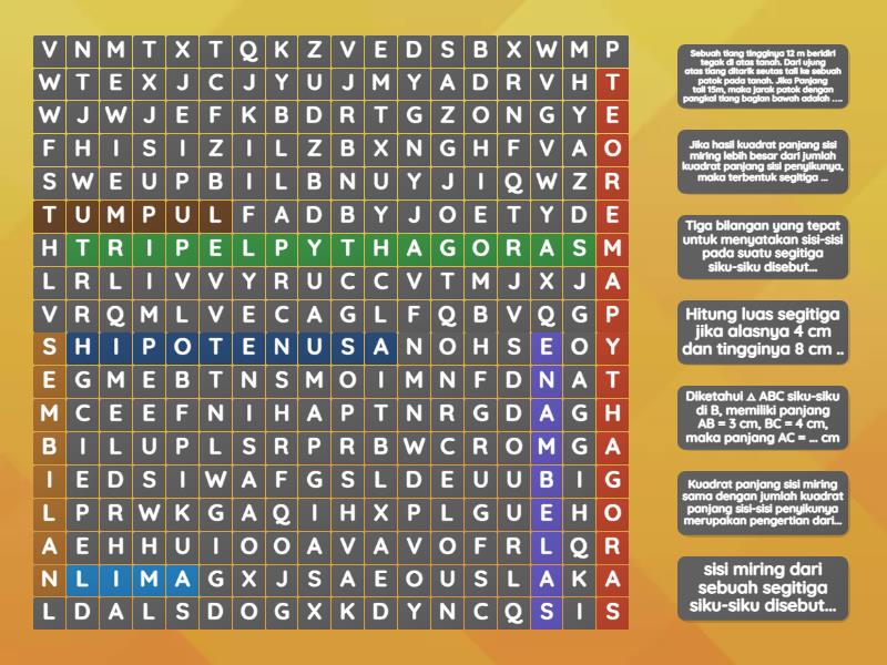 (Word Search) TEOREMA PYTHAGORAS - Wordsearch