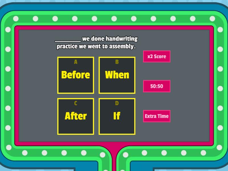 Conjunctions Quiz Gameshow Quiz