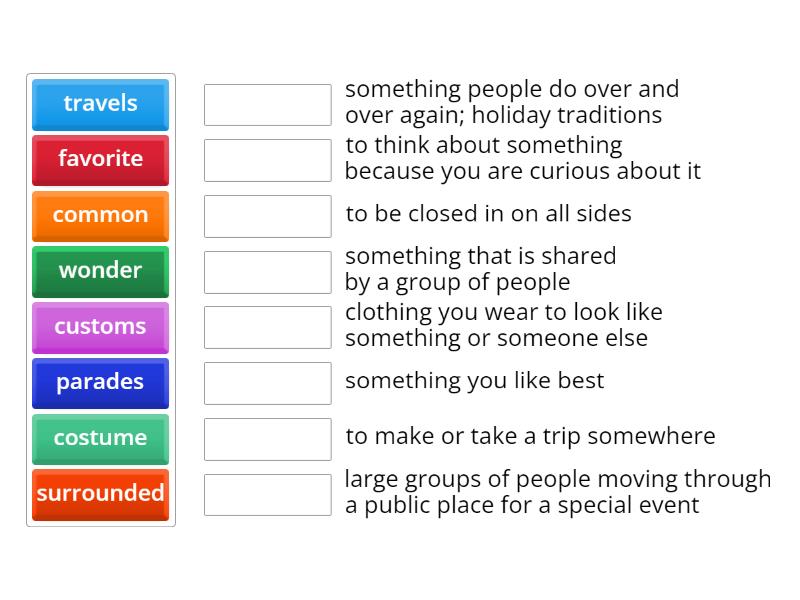 Vocabulary Unit 4 Weeks 1-2 - Match up