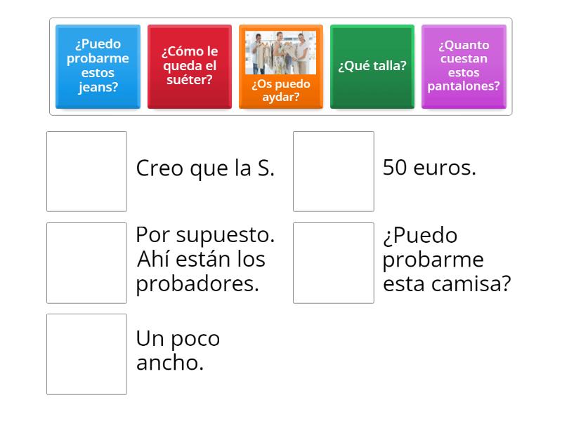 Mini diálogos entre un vendedor y un cliente. - Match up