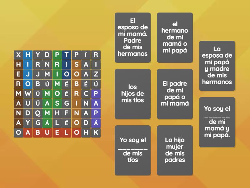 Sopa de letras de la familia - Wordsearch