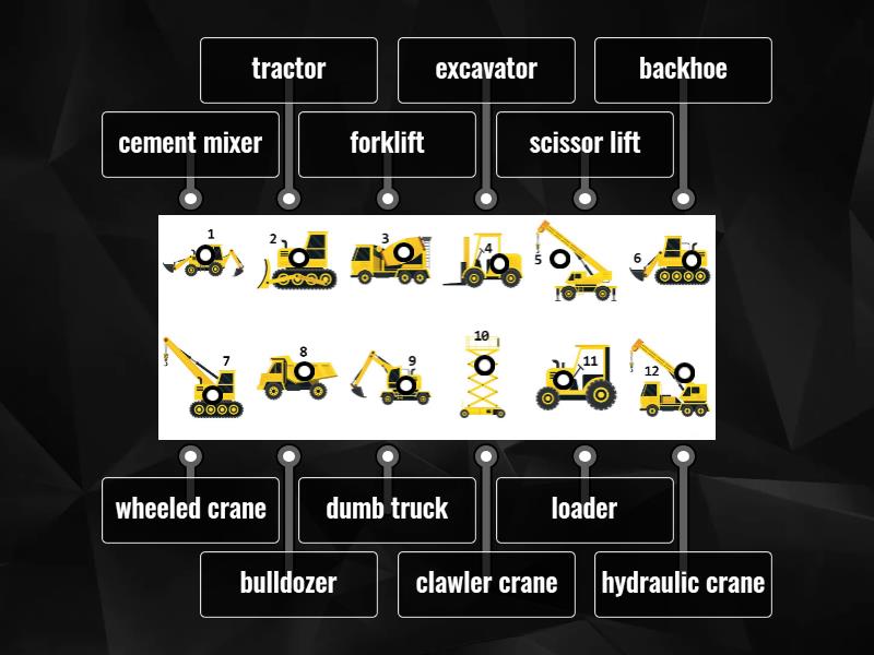 EFA: construction vehicles - Labelled diagram