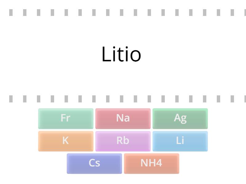 Elementos monovalentes +1 - Find the match