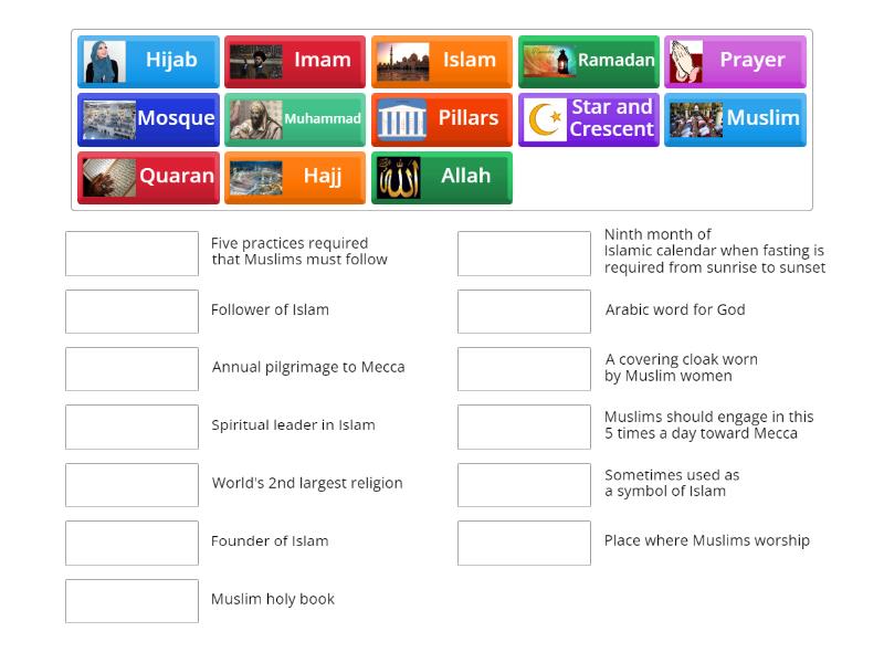 Islam Religion Vocabulary Review - Une las parejas