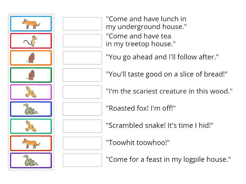 Gruffalo 5 (whose words) - Match up