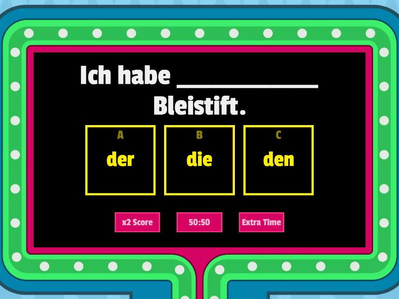 Schulsachen Accusative Case - Gameshow quiz