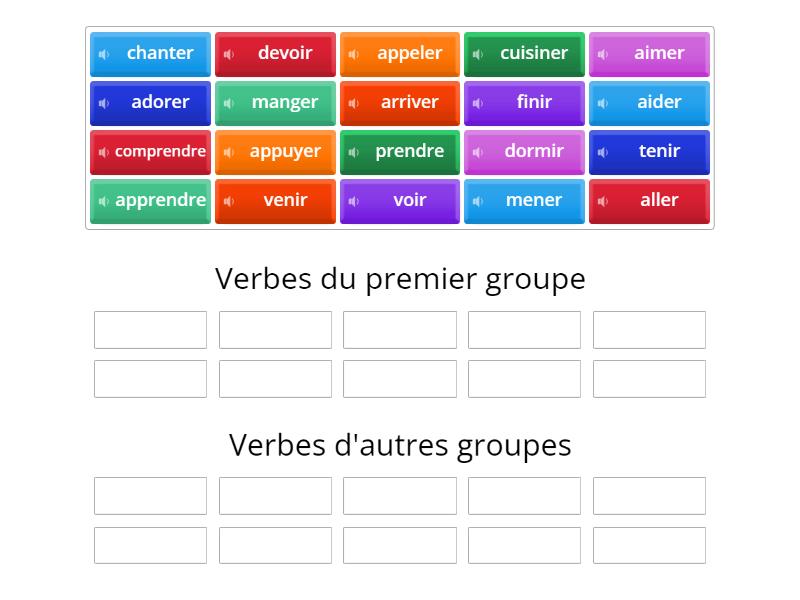 Les verbes du premier groupe - 2 - Ordenar por grupo