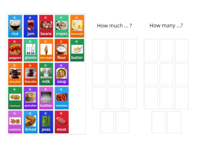 Завдання 3 How much/How many? (розподілити) - Group sort