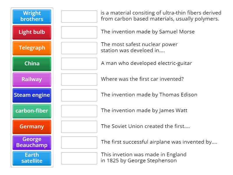 "Invention test" - Match up