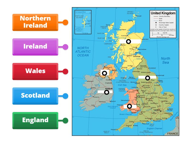 Great Britain map - Labelled diagram