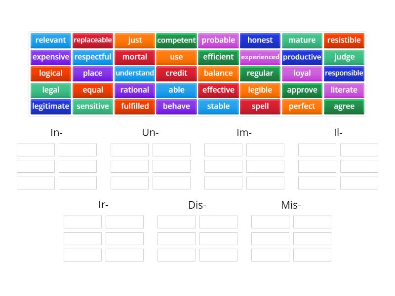 Word formation_Unit 3_ESG - Групповая сортировка
