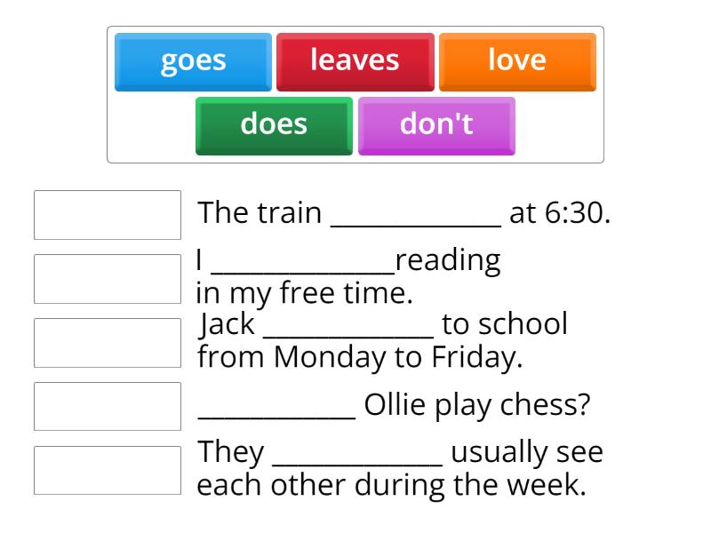 Present Simple. Match the verbs with the statements. - Match up