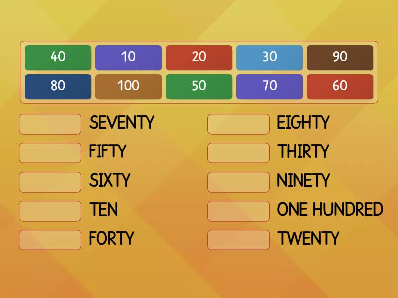 Numbers 10 - 100 - Match up