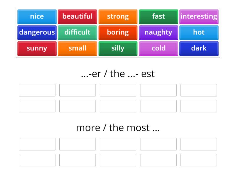 Comparatives and Superlatives sort - Group sort