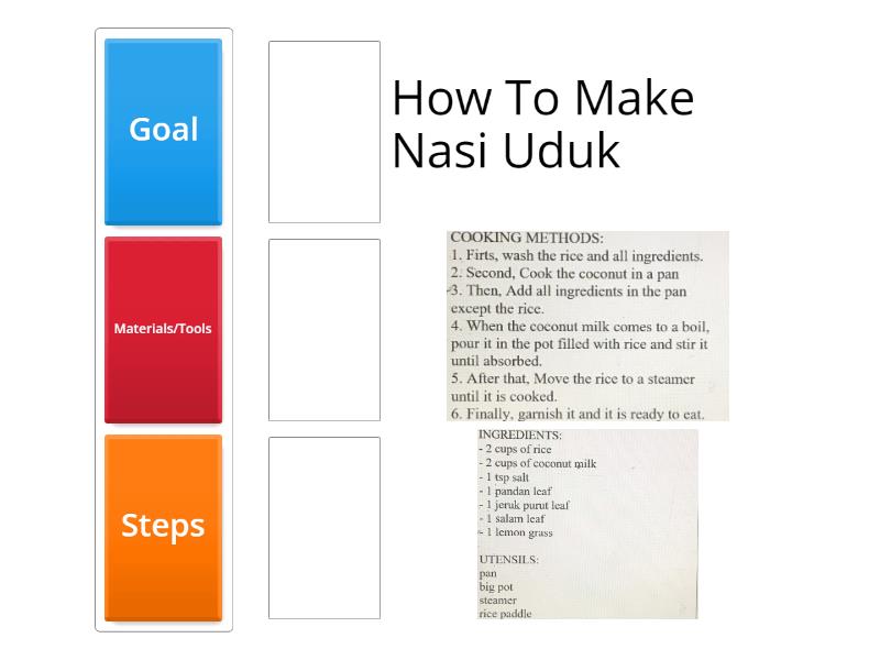 match the text and structure of the procedure text - Match up