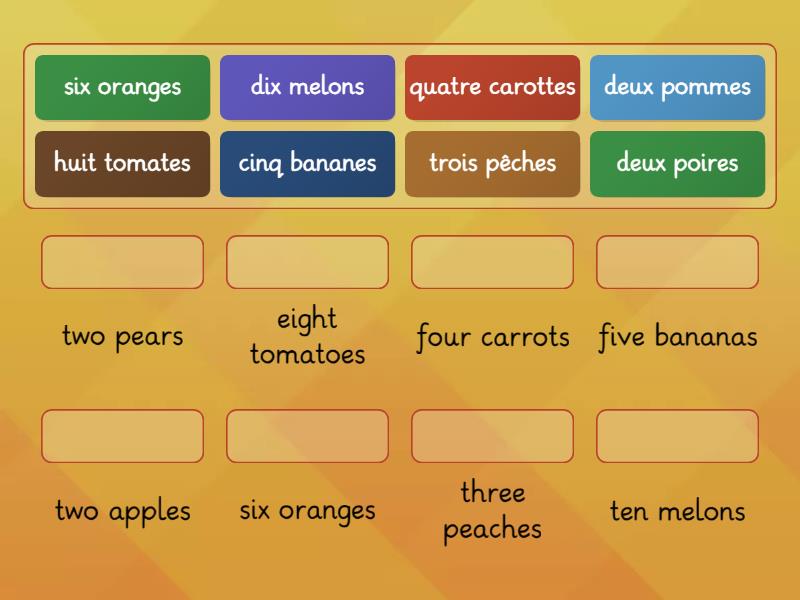 fruits and vegetable plural nouns - Match up