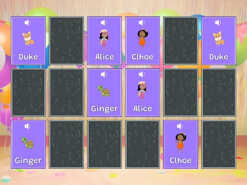 Memory game - Kids 1- Characters - Matching pairs