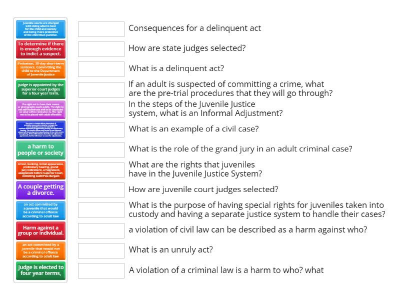 Juvenile & Adult Justice 2/2 - Match up