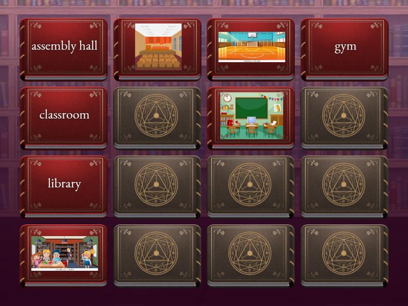 School Rooms Memory Game Matching Pairs