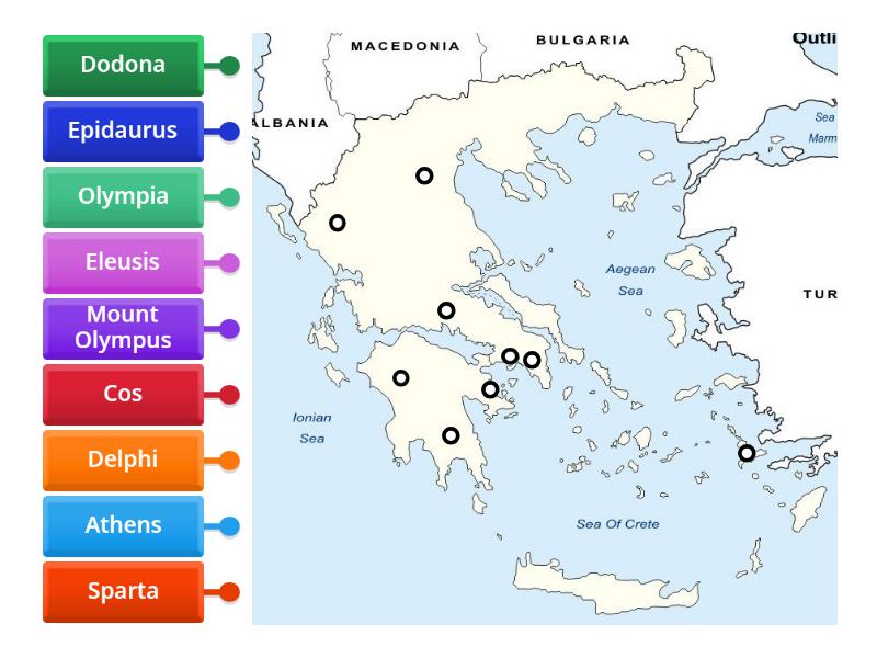 Key locations in Greek Religion module - Labelled diagram