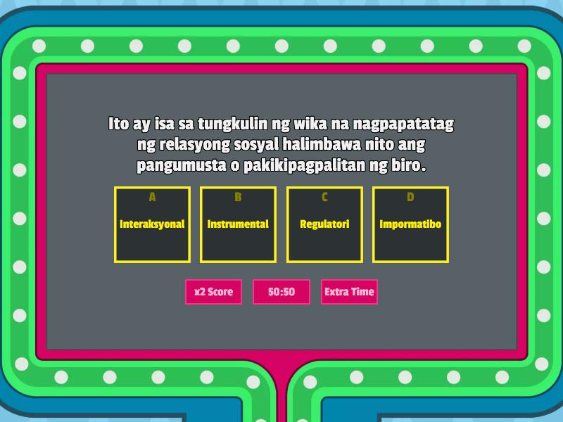 Gamit ng Wika sa Lipunan Q1 - Gameshow quiz