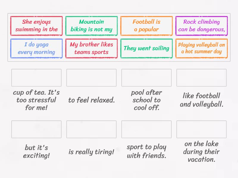 Sports and activities/ sentences - Match up