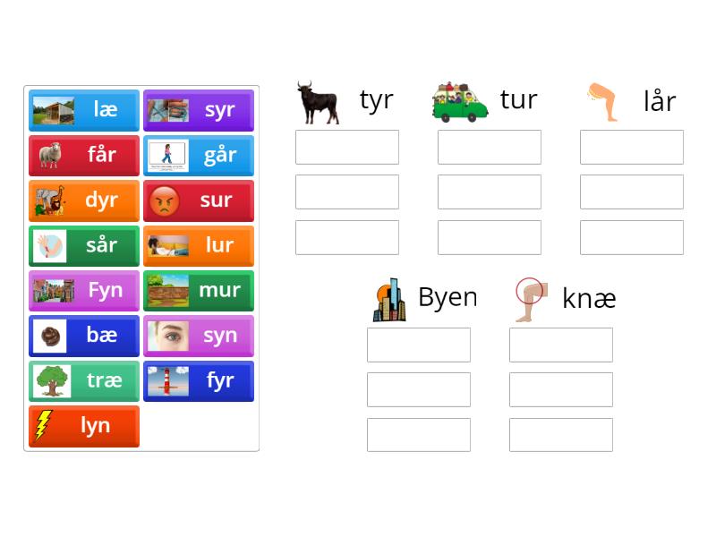 Hvad rimer med ord og billeder - Group sort