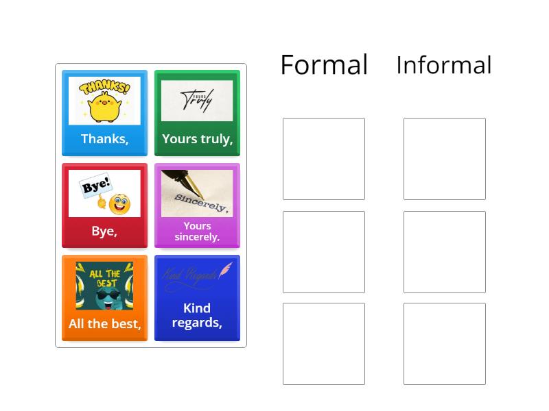 Greetings and Closings for a Formal Letter - Group sort
