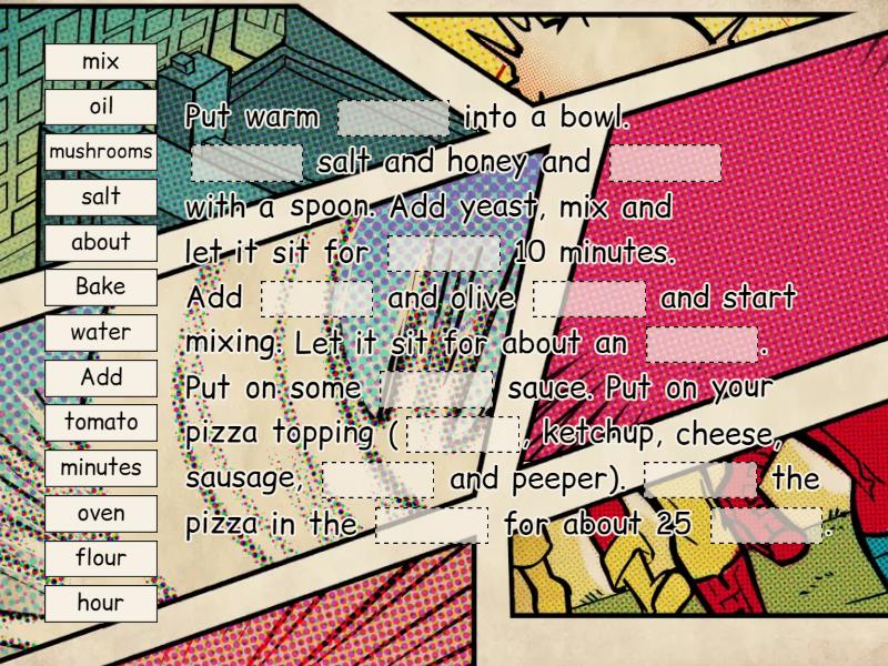 Pizza recipe - Complete the sentence