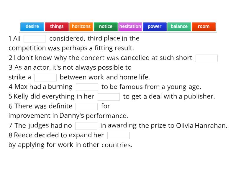 Fixed phrases - Complete the sentence