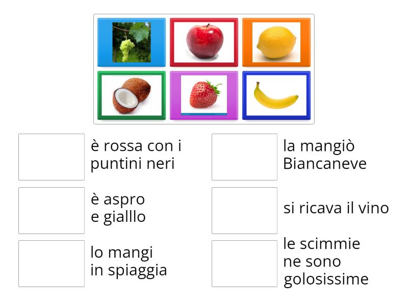 immagini e parole: frutta e colori - Match up