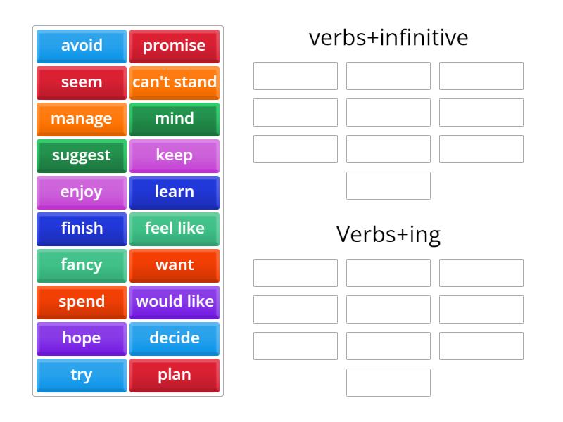 Verbs(Inf/ gerund) - Group sort